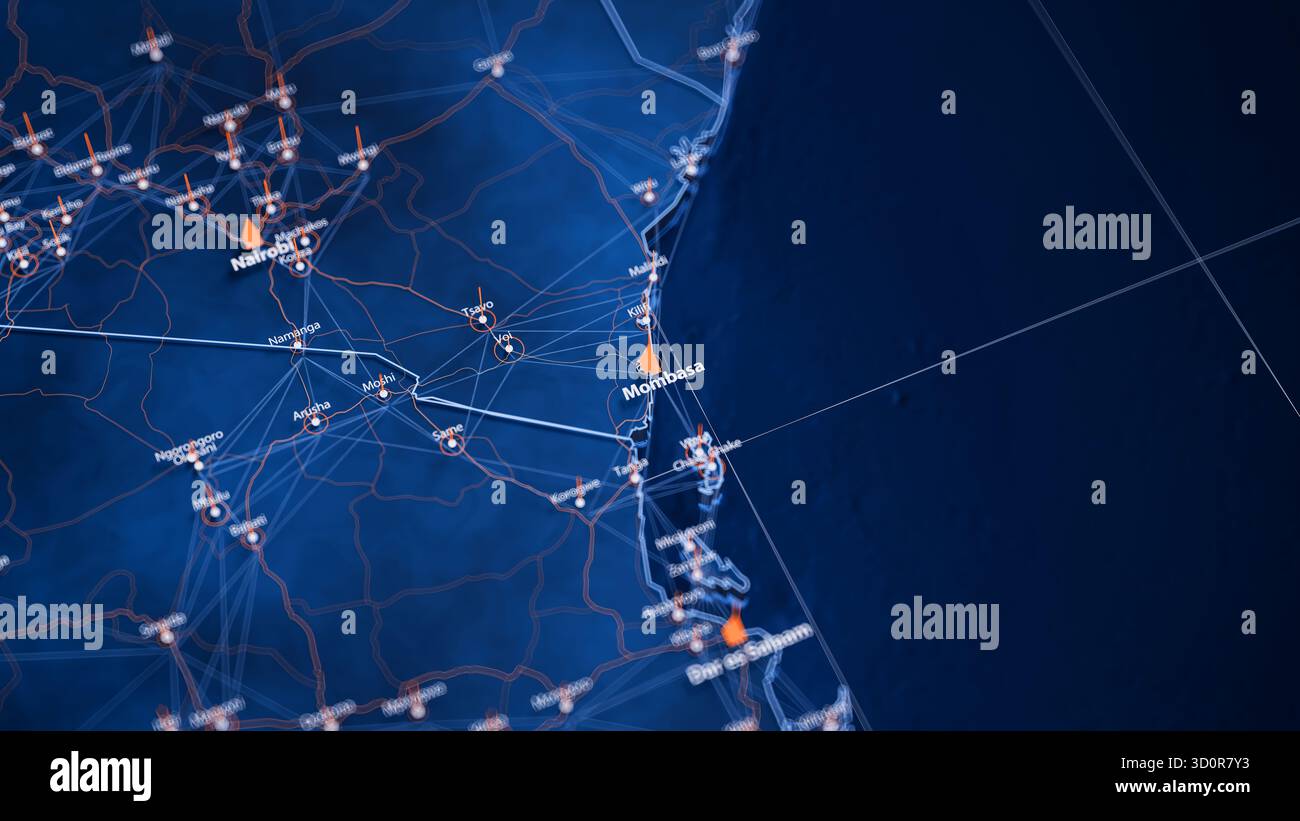 Mombasa map big data visualization. Futuristic map infographic of city ...