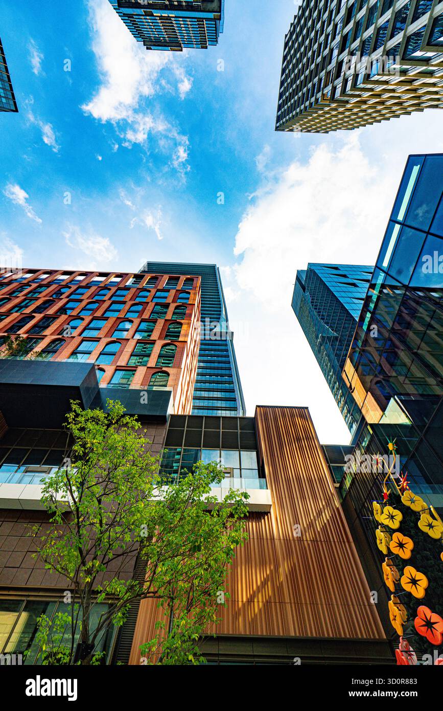 Upward View of Modern Skyscrapers at One Bangkok Plaza – Contemporary ...