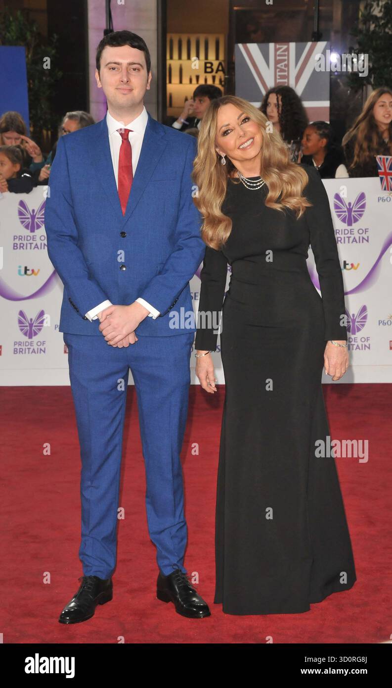 Cameron King and Carol Vorderman at the Pride of Britain Awards 2025 ...
