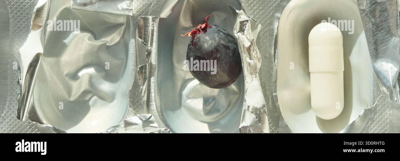 Grape and capsule in blister pack: contrasting natural and ...