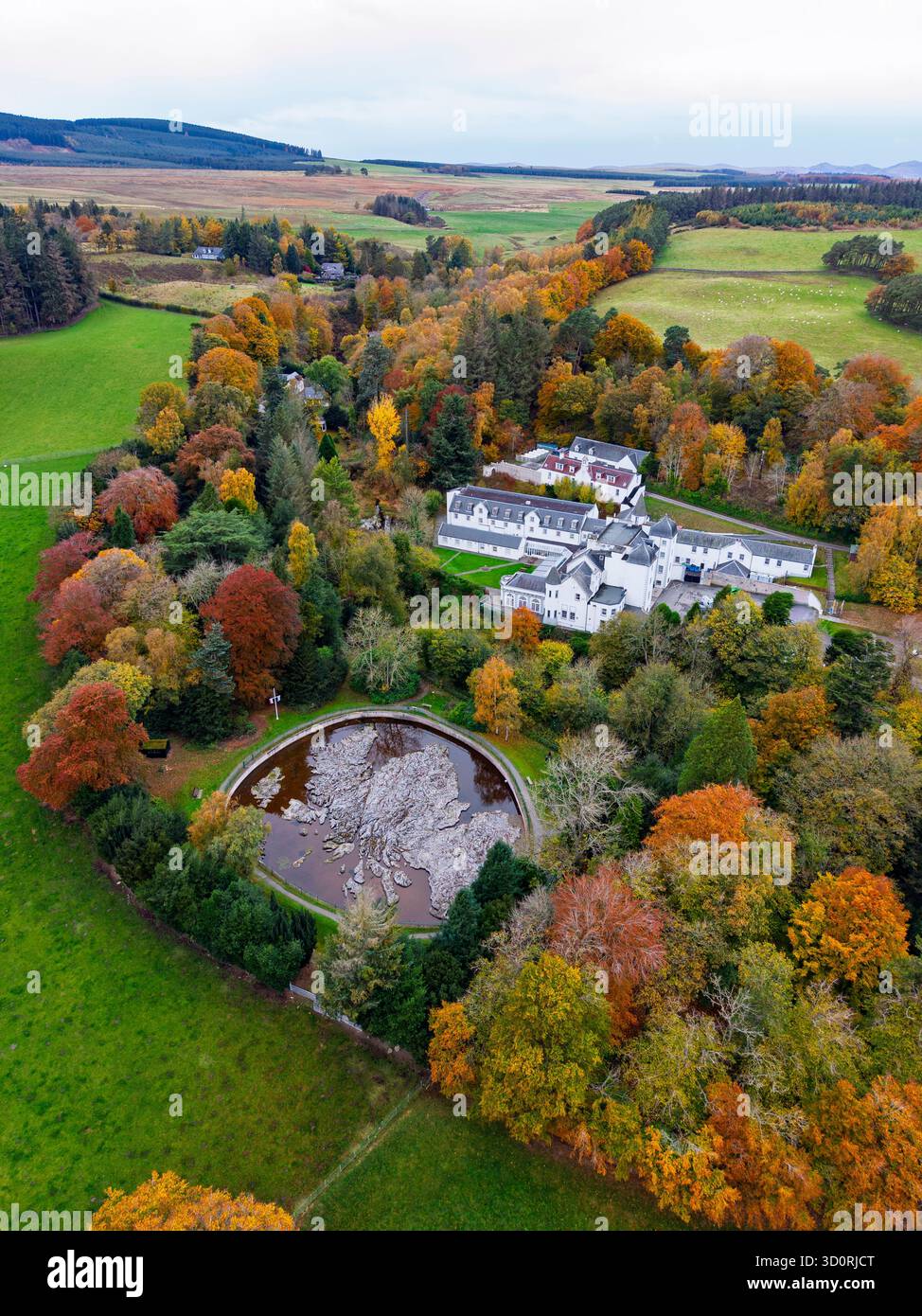 Aerial view with autumn colours of the Great Polish Map of Scotland in ...