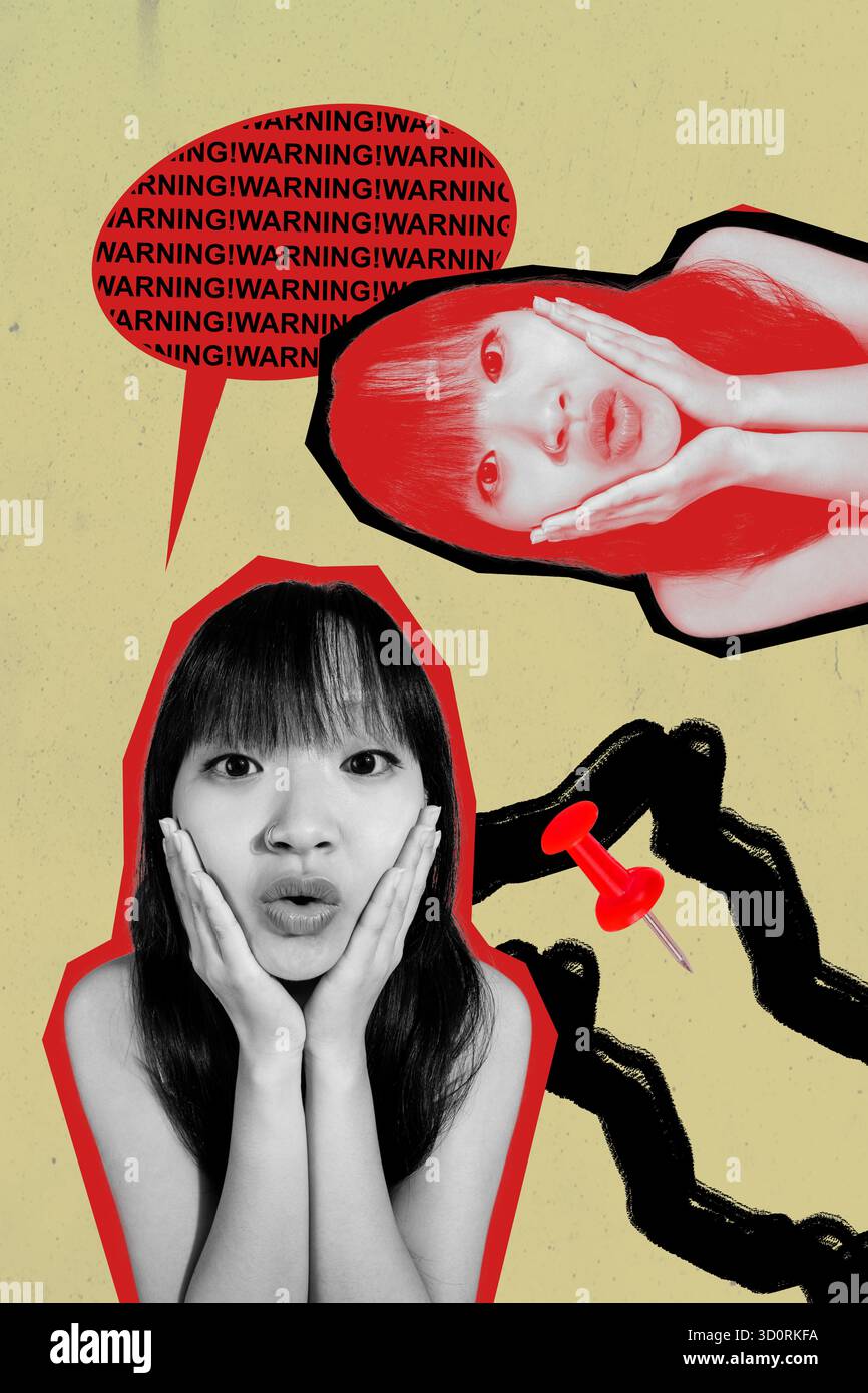 Trend artwork collage template composite sketch of silhouette two yonug ...