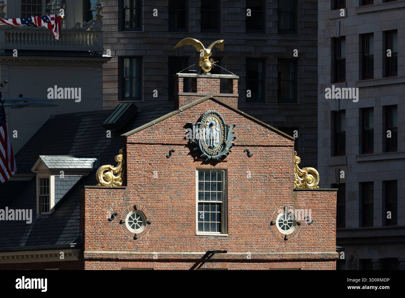 Historic Old State House Building Facade with Golden Eagle in Boston ...