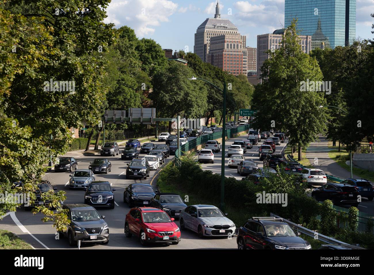 Afternoon Traffic on Storrow Drive with Boston Skyline in Background ...