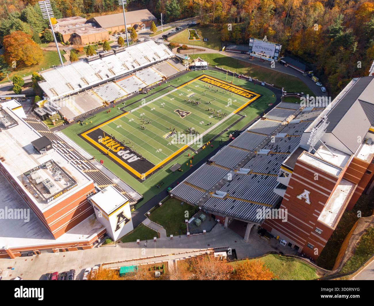 Aerial View of Kidd Brewer Stadium With Autumn Foliage, Home of the ...