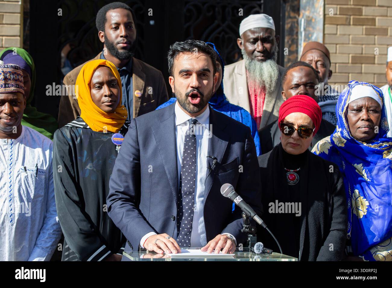 New York City Democratic mayoral candidate Zohran Mamdani speaks at the ...