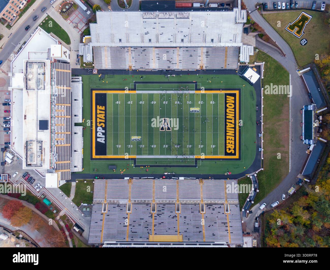 Aerial View of Kidd Brewer Stadium With Autumn Foliage, Home of the ...