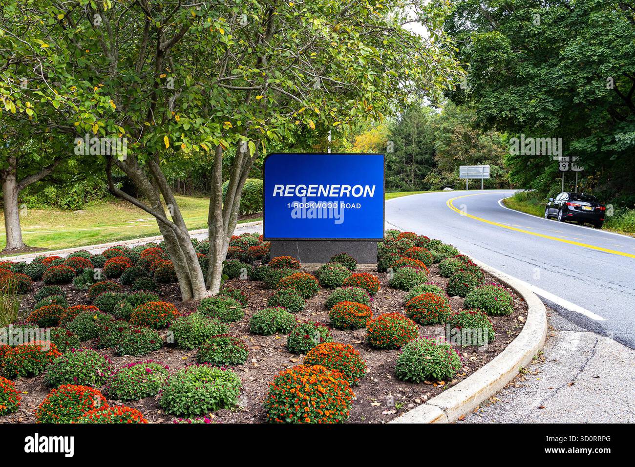 Sign for Regeneron Pharmaceuticals offices in Sleepy Hollow, New York ...