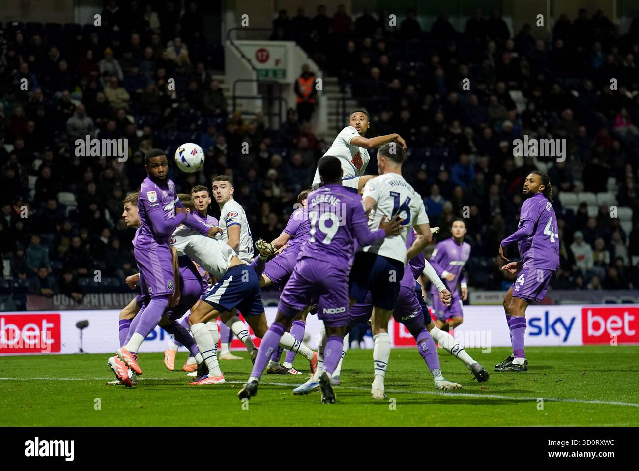 Preston North End's Daniel Jebbison has a shot on goal during the Sky ...