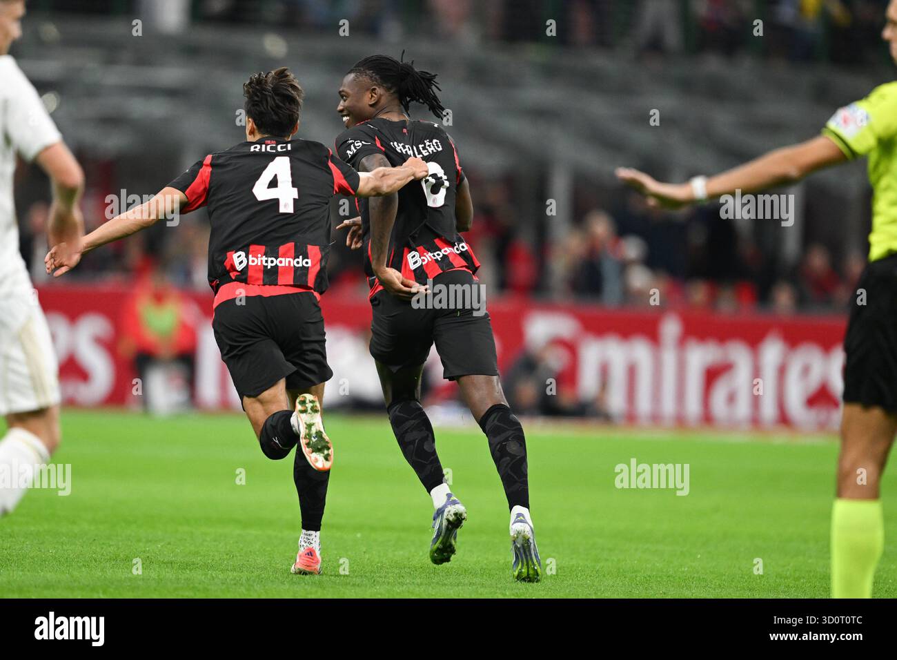 Rafael Leão of AC Milan celebrating after a goal during the Italian ...