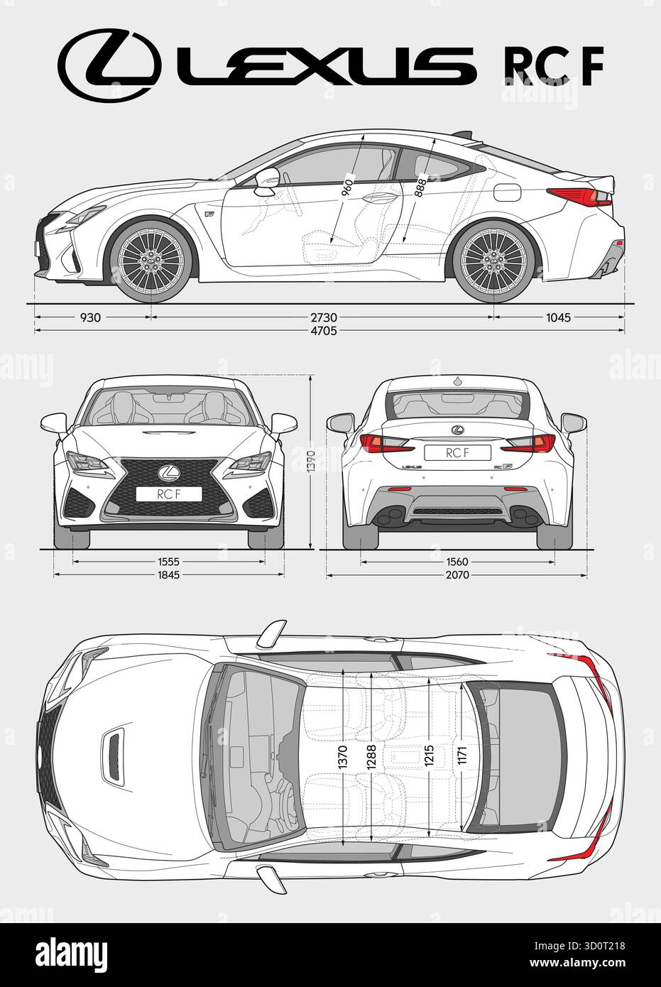 Lexus RC F 2014 Car Blueprint Stock Vector Image & Art - Alamy