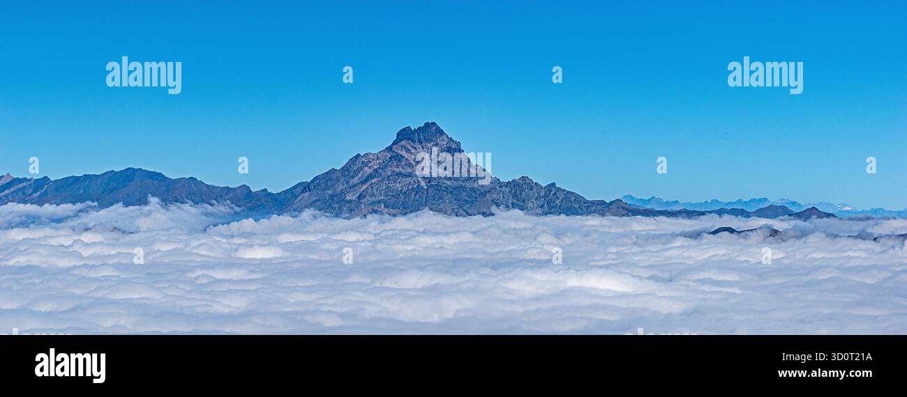 From the summit of Mount Tibert (Grana Valley – Cuneo) Monviso and the ...
