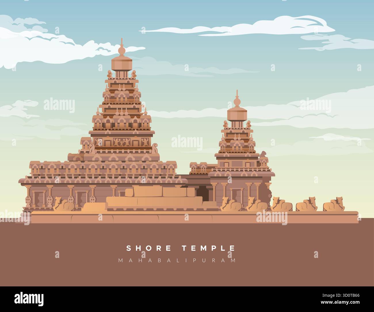 Shore Temple Complex - Mahabalipuram - Tamil Nadu - Stock Illustration ...