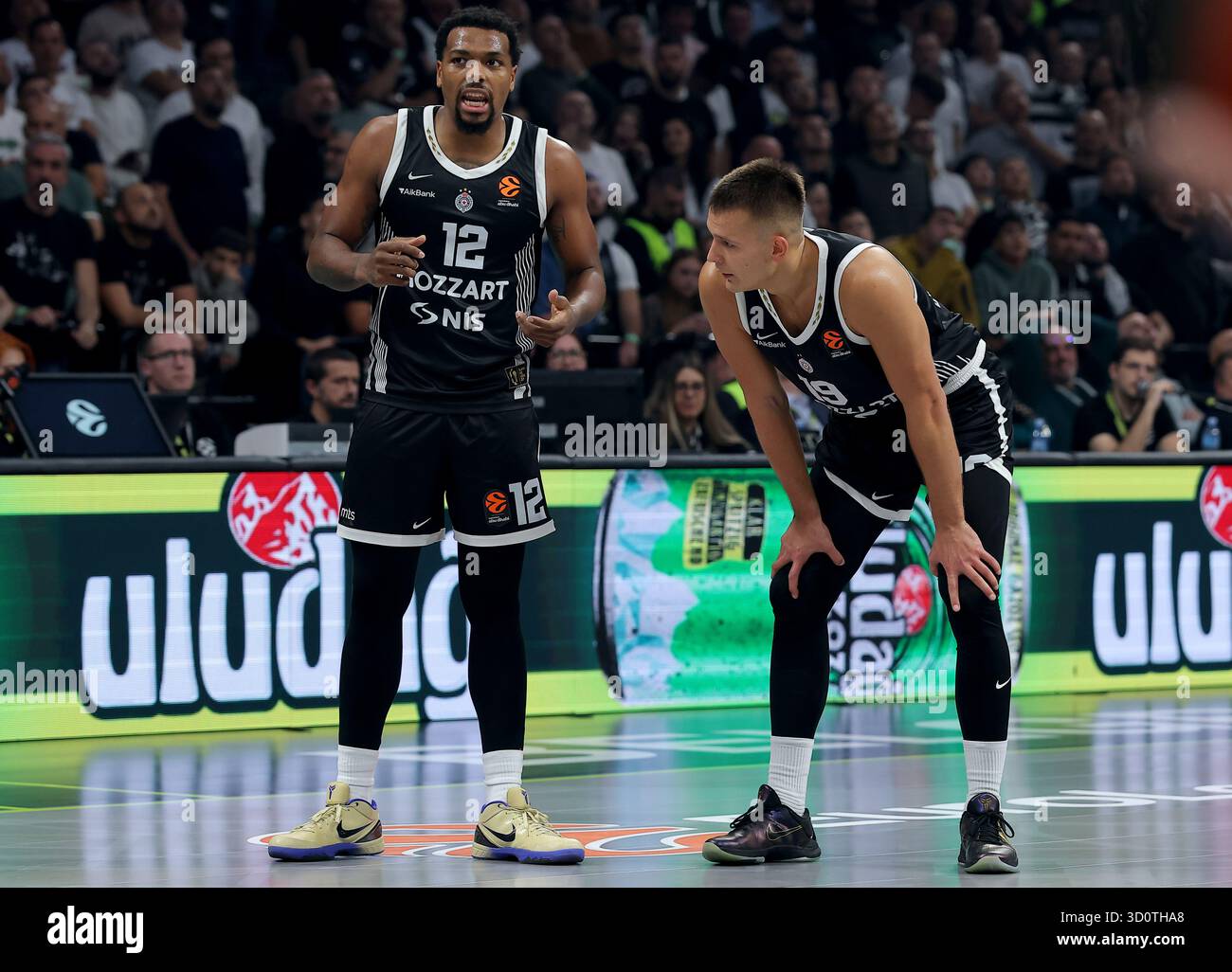Belgrade, Serbia. 24th Oct, 2025. Partizan's Sterling Brown and Arijan ...