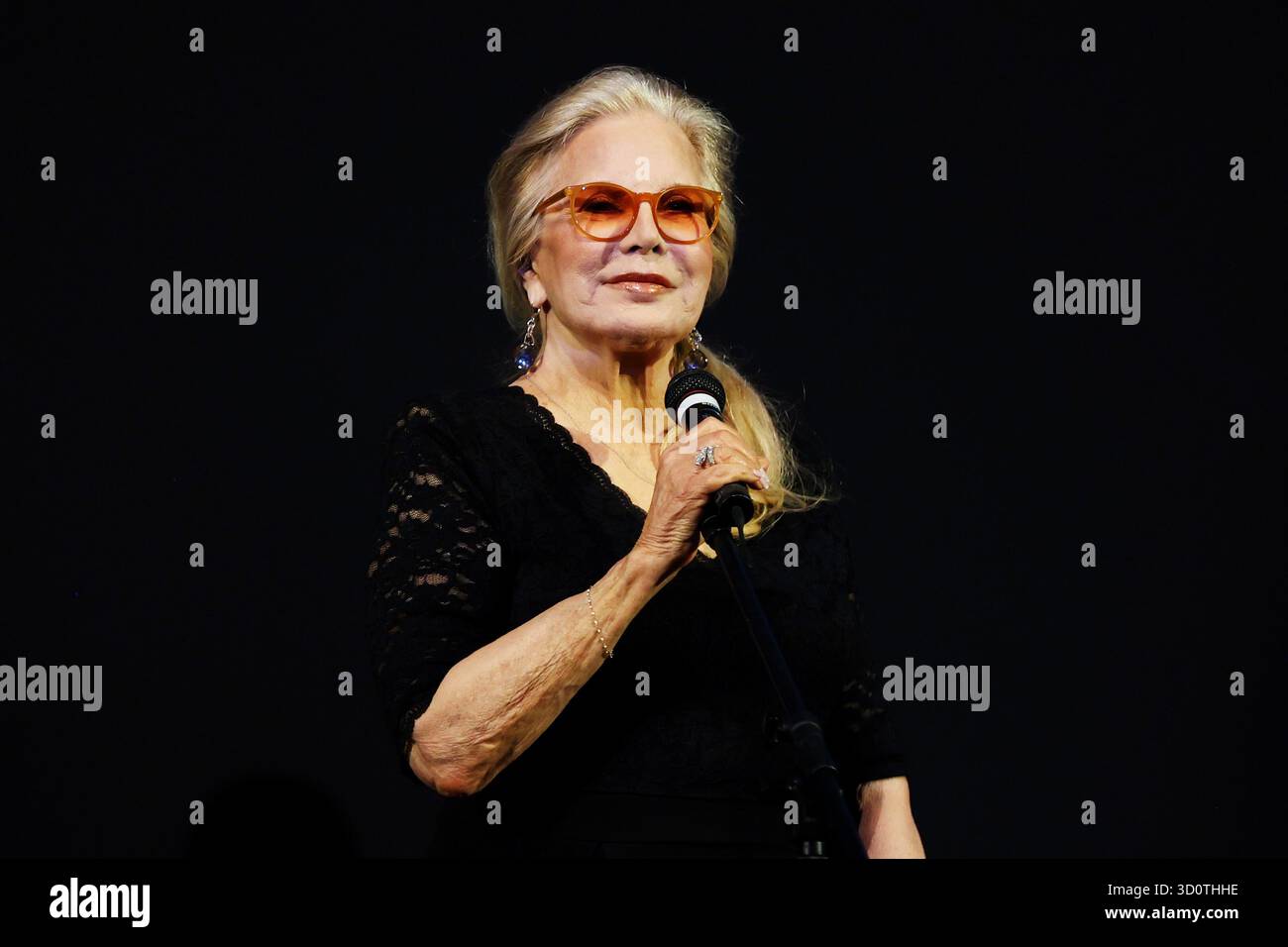 Bulgarian-French singer and actress Sylvie Vartan speaks on stage ...