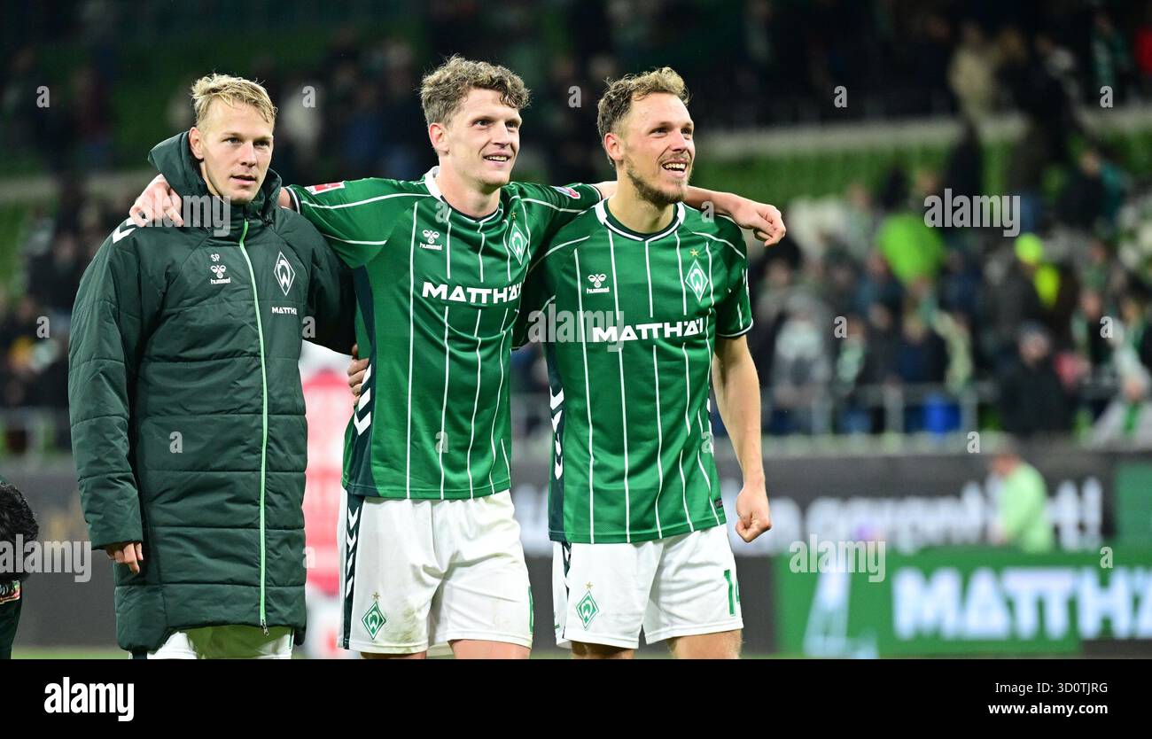 Final celebration, from left: Marco Gruell, Jens Stage, Senne Lynen ...