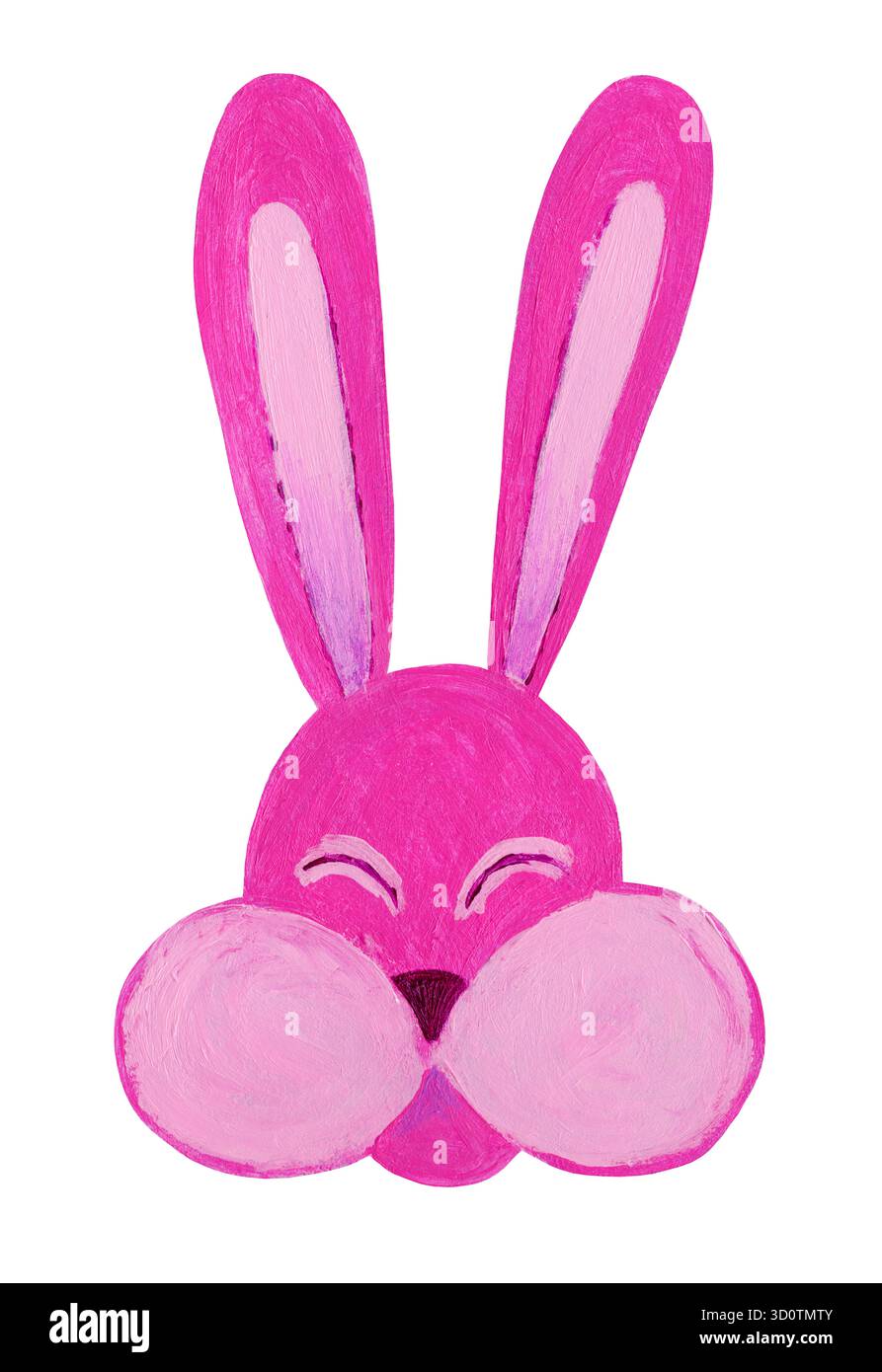 Hand painted pink bunny head Stock Photo - Alamy