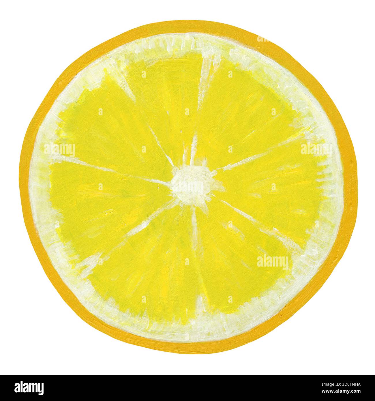 Hand painted round slice of lemon Stock Photo - Alamy