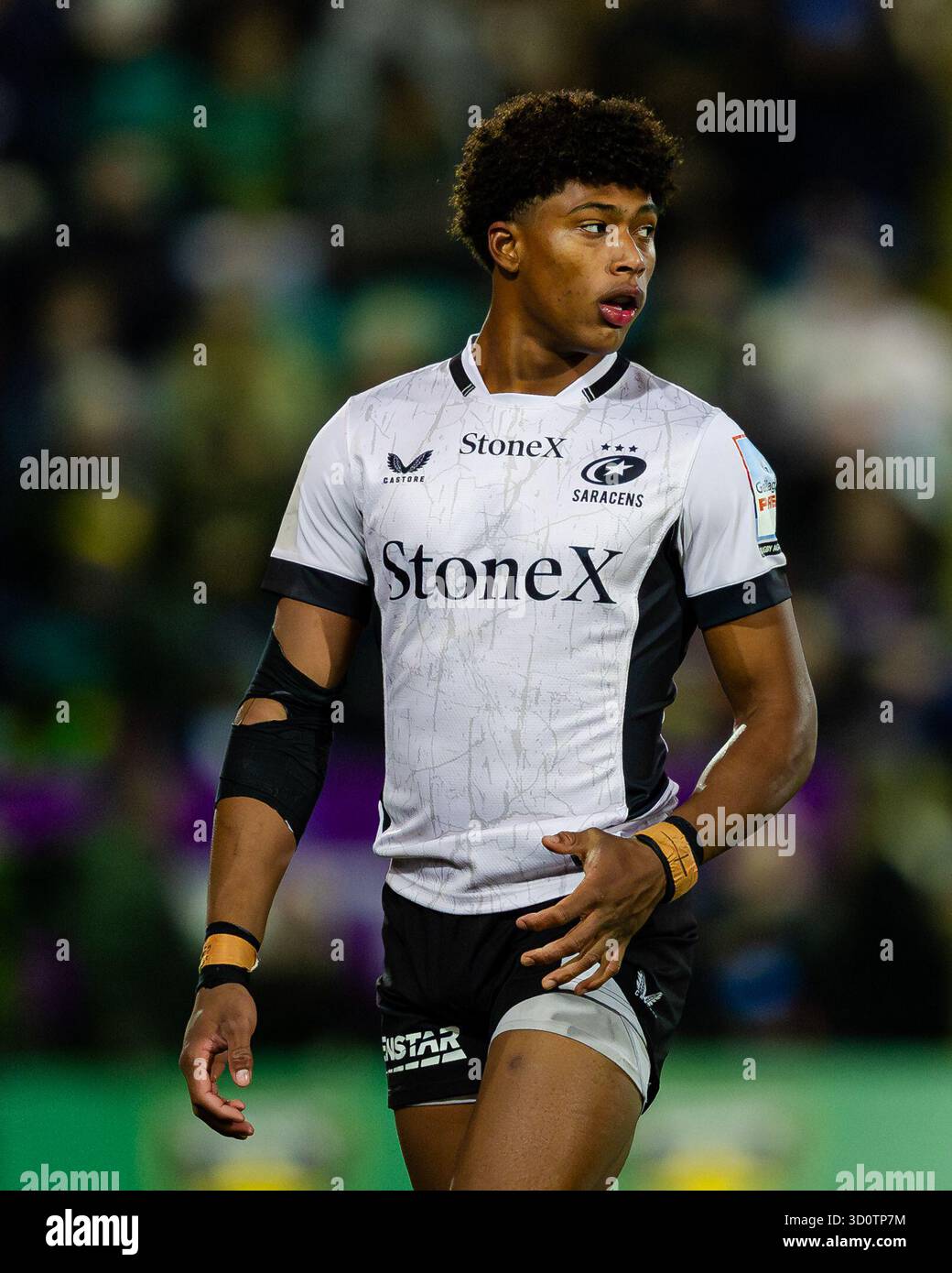 Northampton, England, UK, 24 October 2025. Noah Caluori of Saracens ...