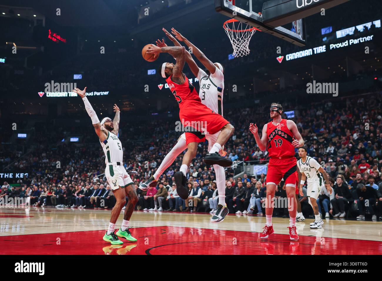 Toronto Raptors' Brandon Ingram (3) drives to the net as Milwaukee ...