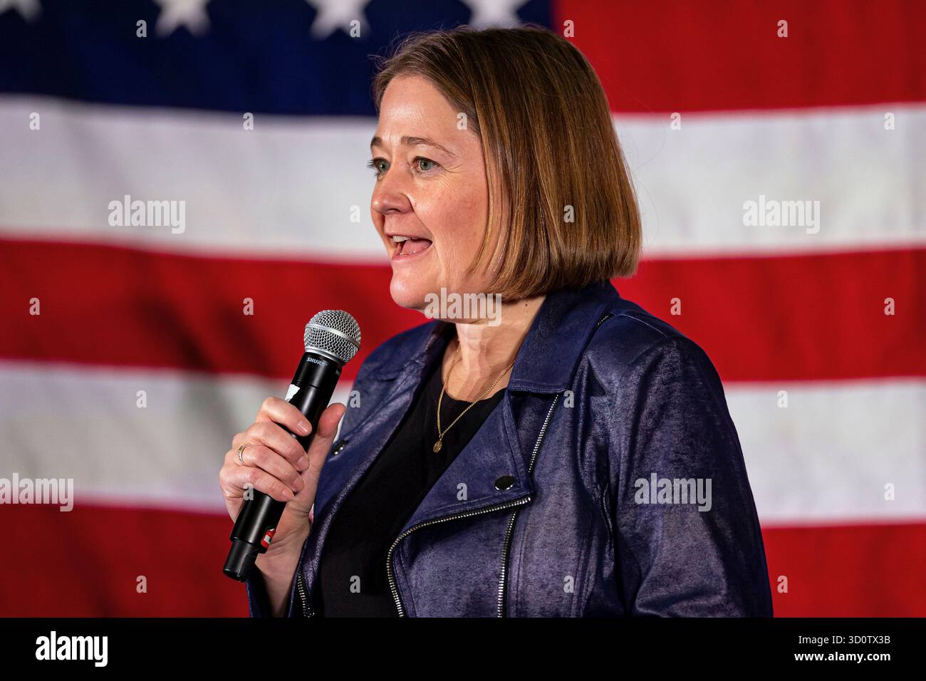 Iowa Attorney General Brenna Bird speaks during the Triple M Tailgate ...