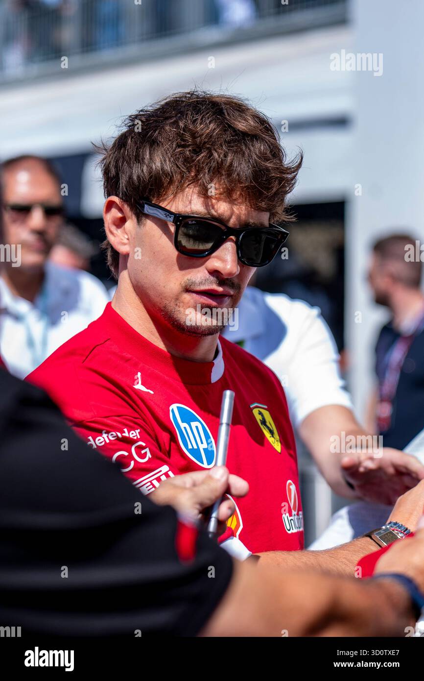 Charles Leclerc (Monaco) of Ferrari prior to practice ahead of the F1 ...