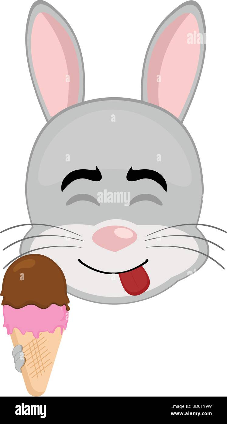 vector illustration emoticon character face rabbit rodent animal, with ...