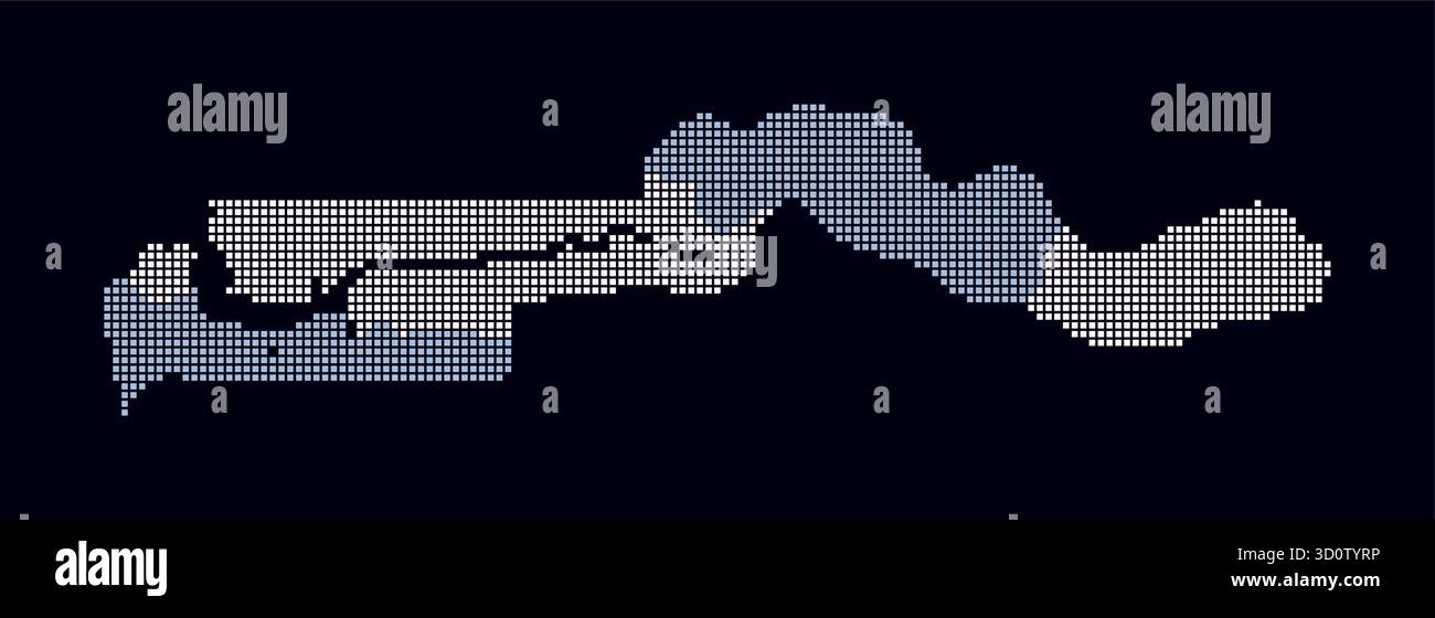 Gambia dotted map. Digital style map of the country on a dark ...
