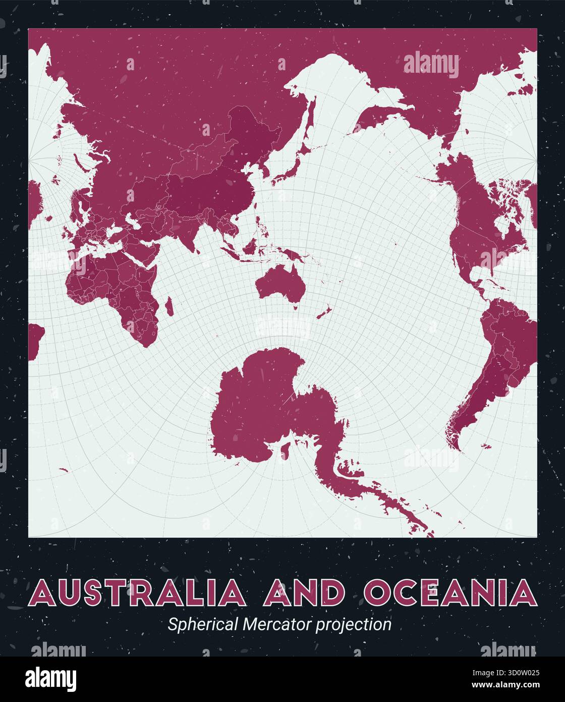 Australia and Oceania. World map. Spherical Mercator projection ...