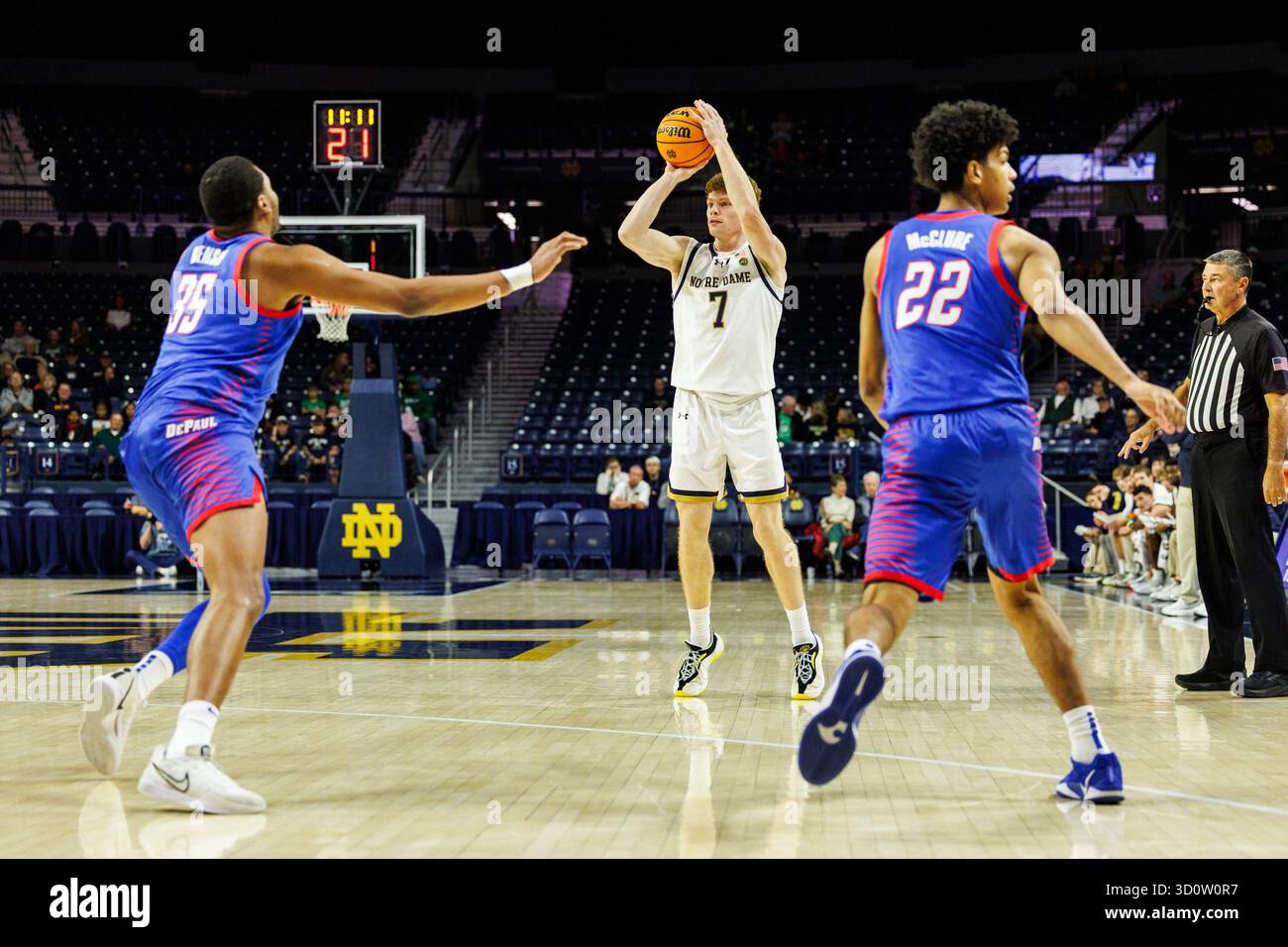 October 24, 2025: Notre Dame forward Ryder Frost (7) shoots the ball ...