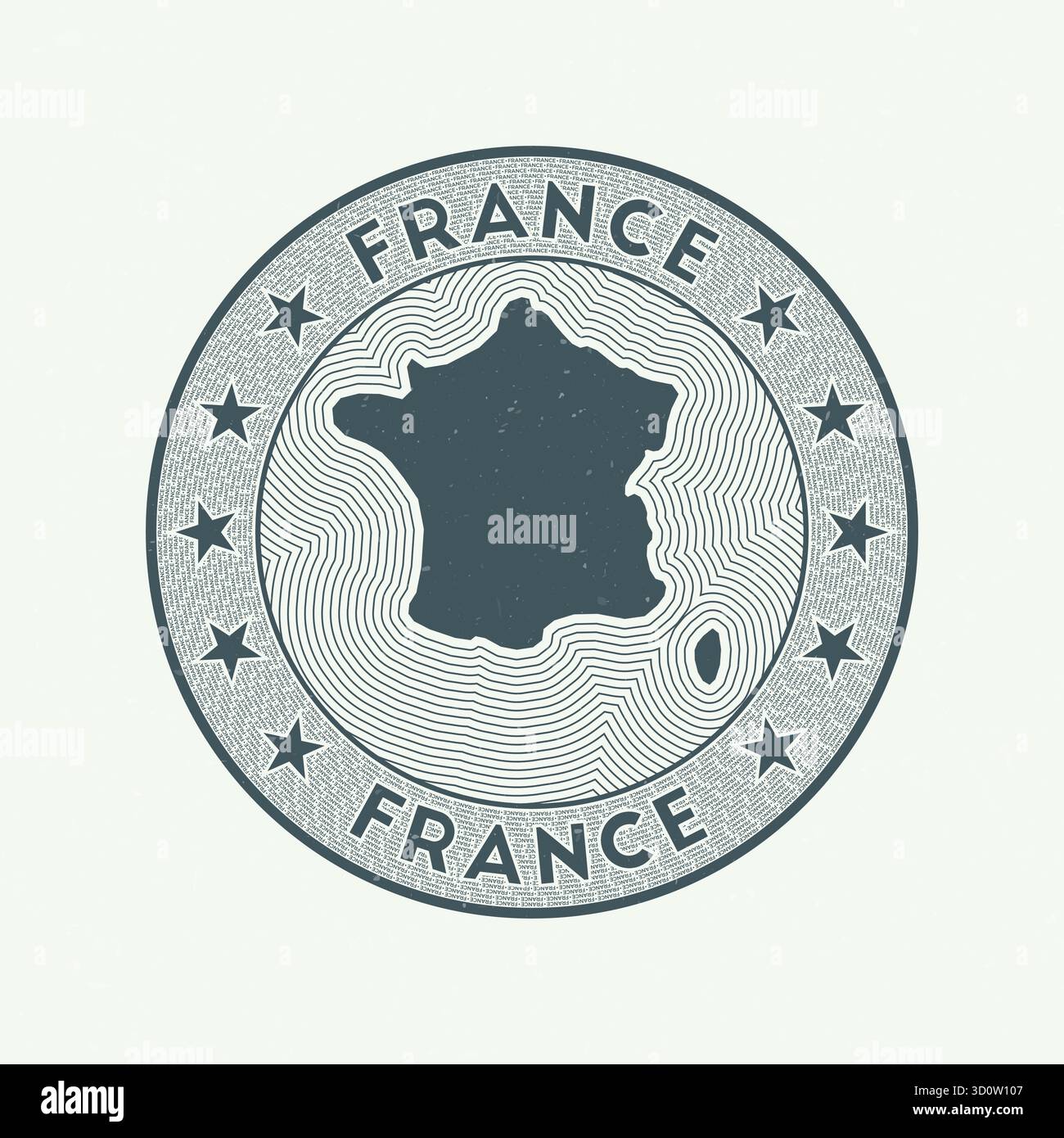 France round badge vector. Country round stamp with shape of France ...