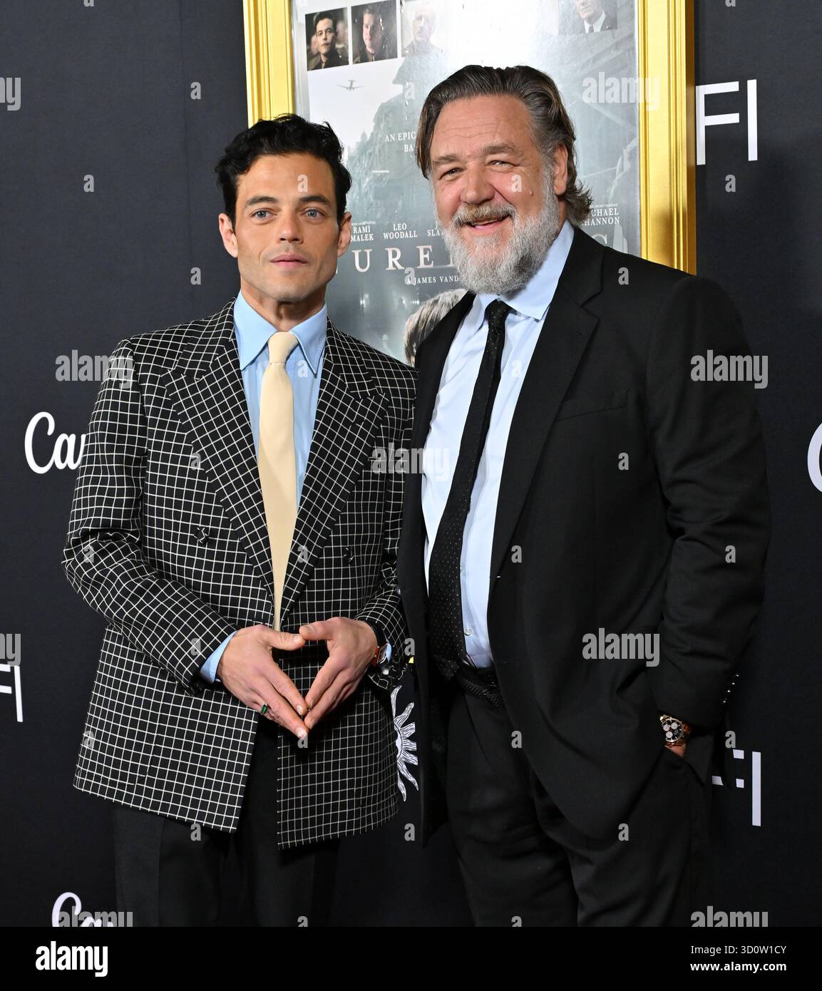 Rami Malek and Russell Crowe arriving to AFI Fest 2025 “Nuremberg ...