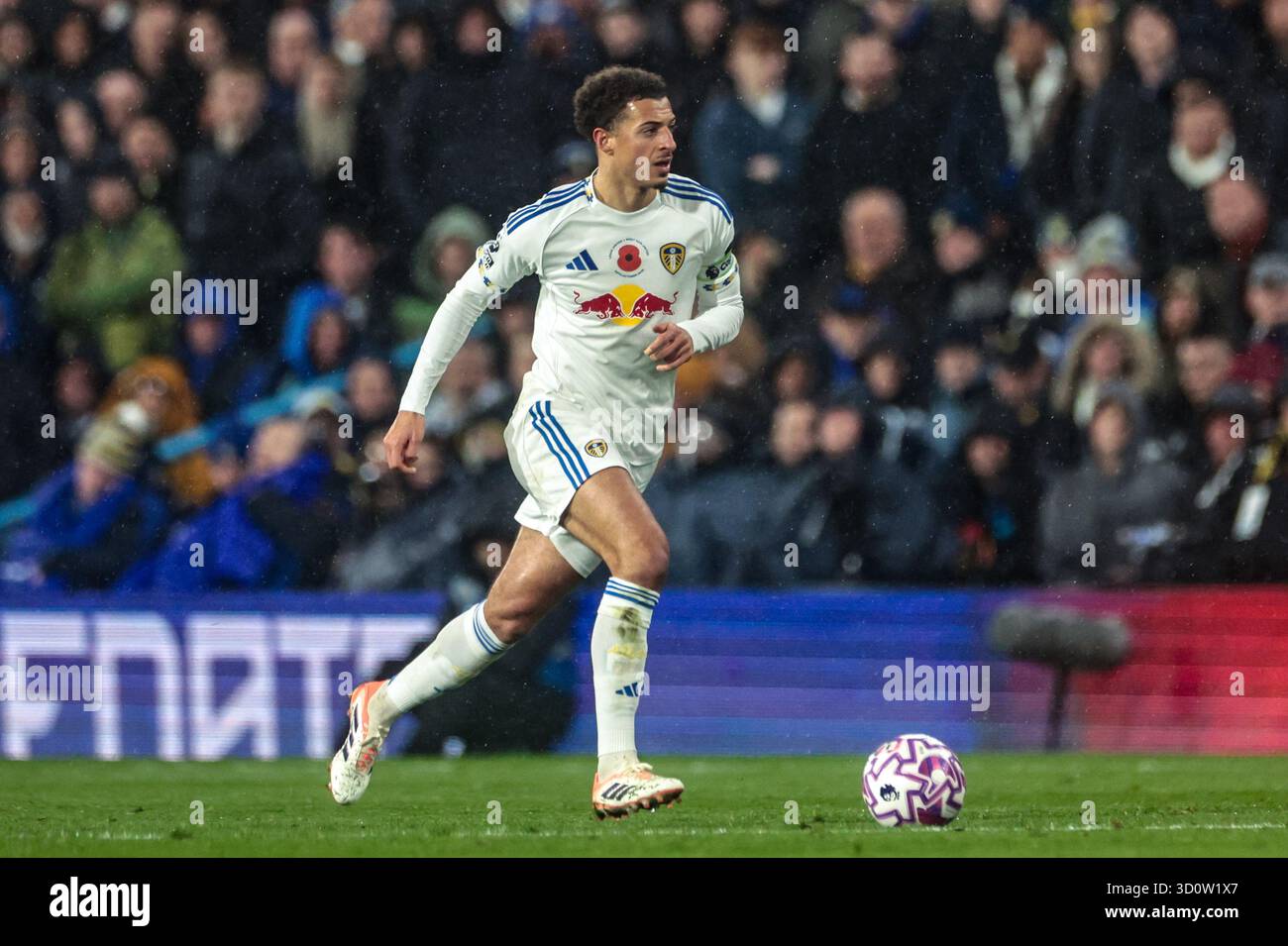 Ethan Ampadu of Leeds United breaks with the ball during the Premier ...