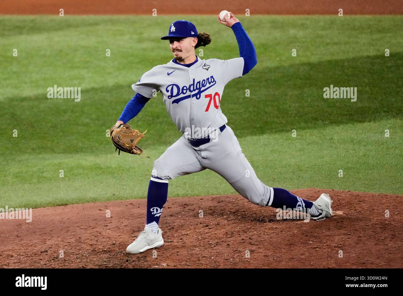 Los Angeles Dodgers pitcher Justin Wrobleski throws against the Toronto ...