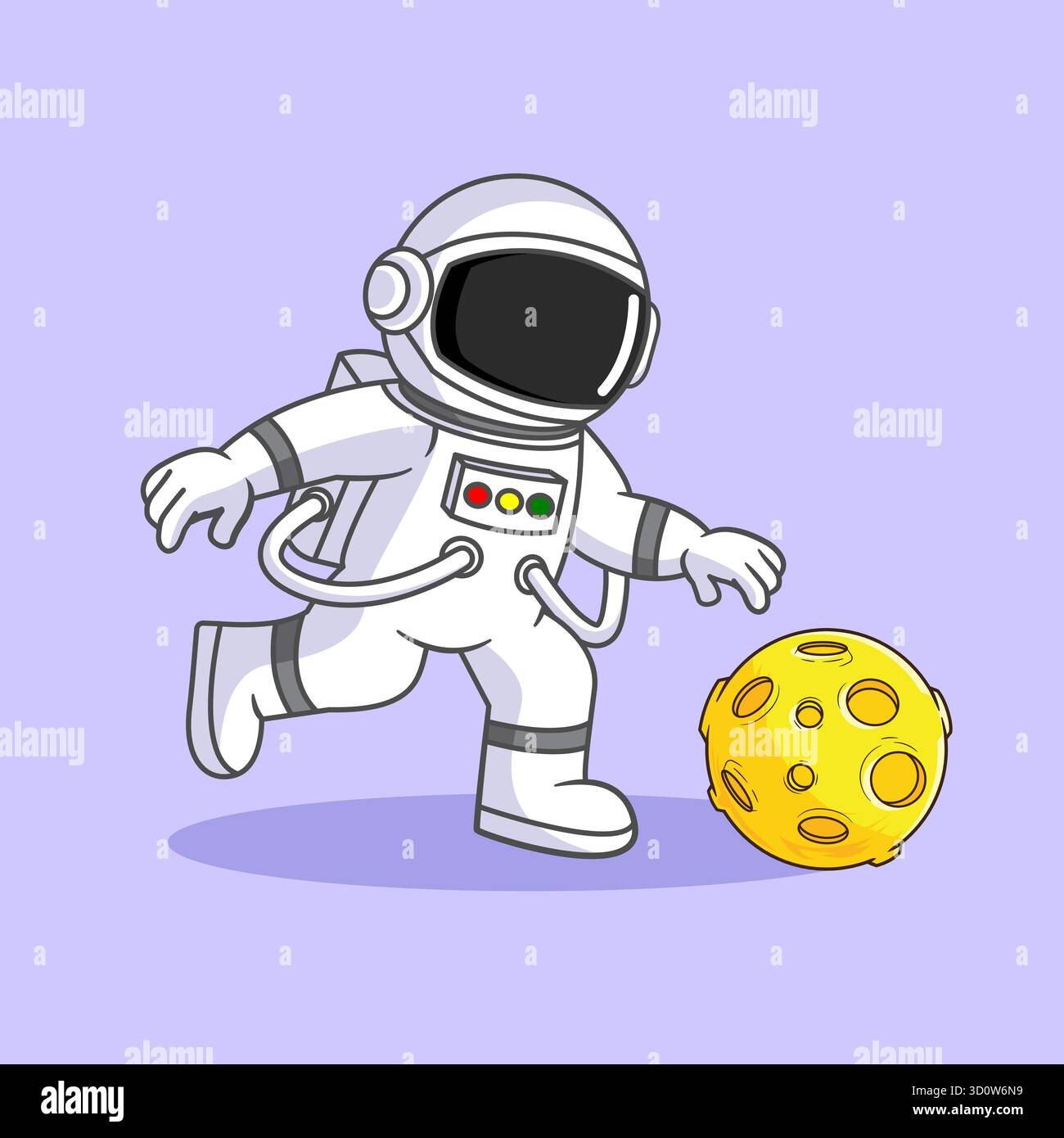 Cute Astronaut Kick Moon Ball Playing Soccer in Space Vector ...