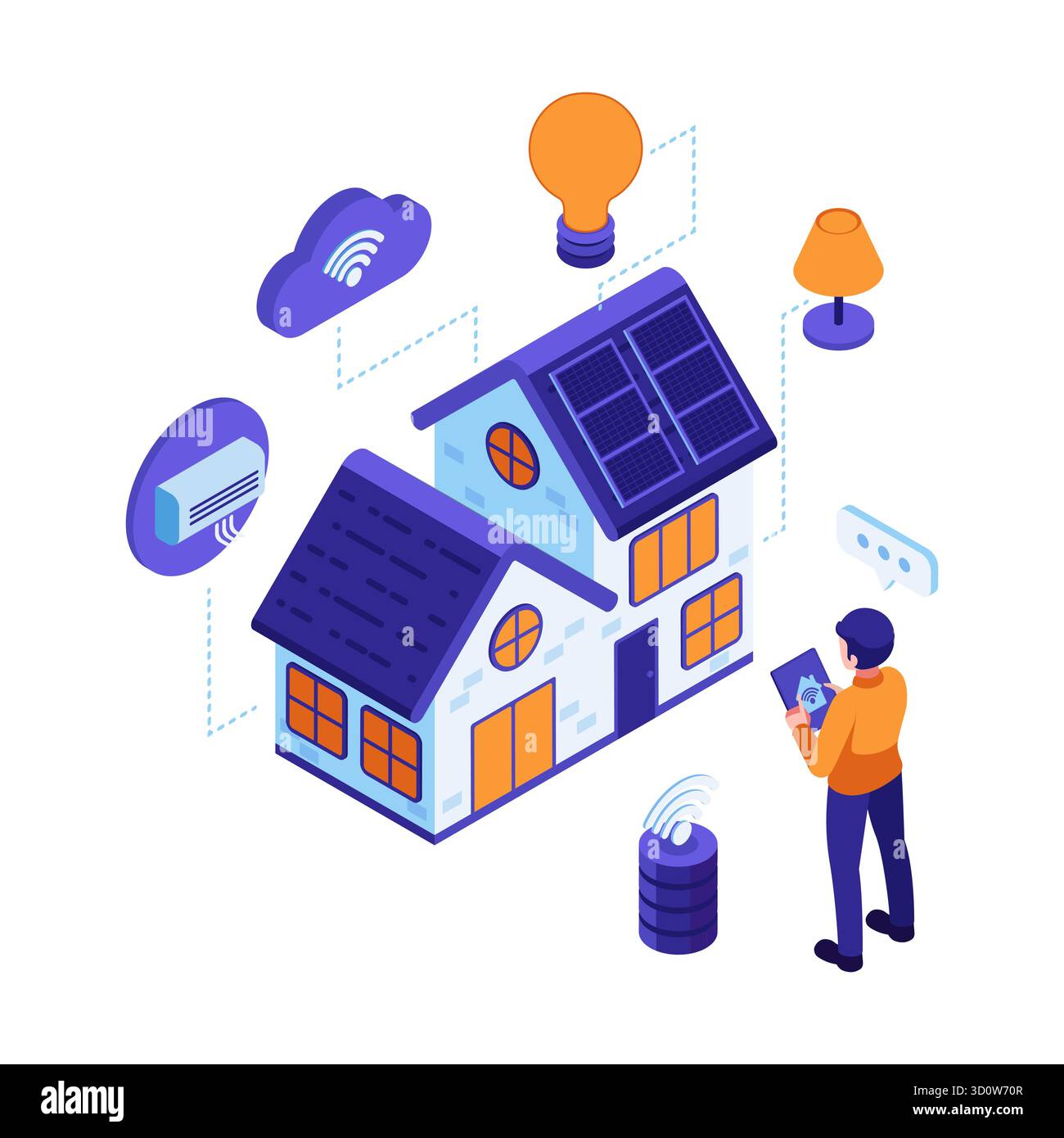 Isometric Smart Home Automation System and IoT Devices Controlled by ...