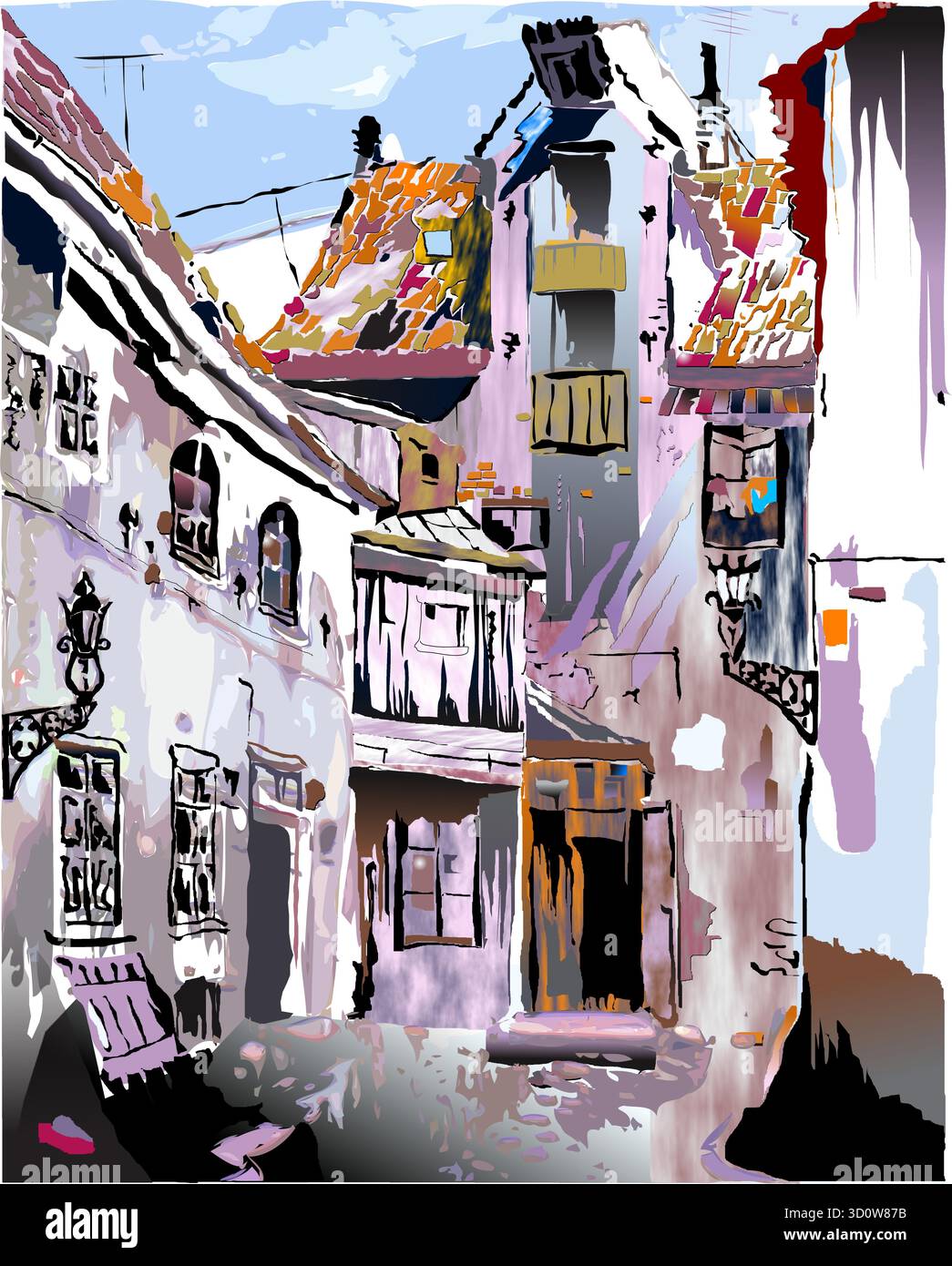 Narrow alleyway Stock Vector Images - Alamy