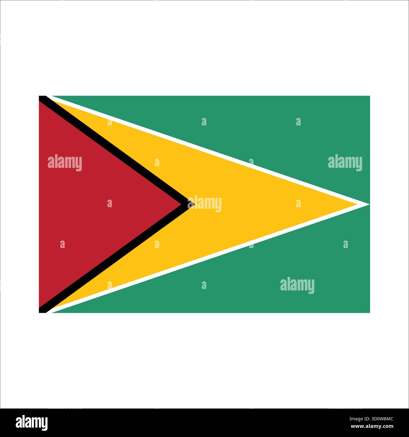Guyana flag, also known as the golden arrowhead, symbolizes the south ...