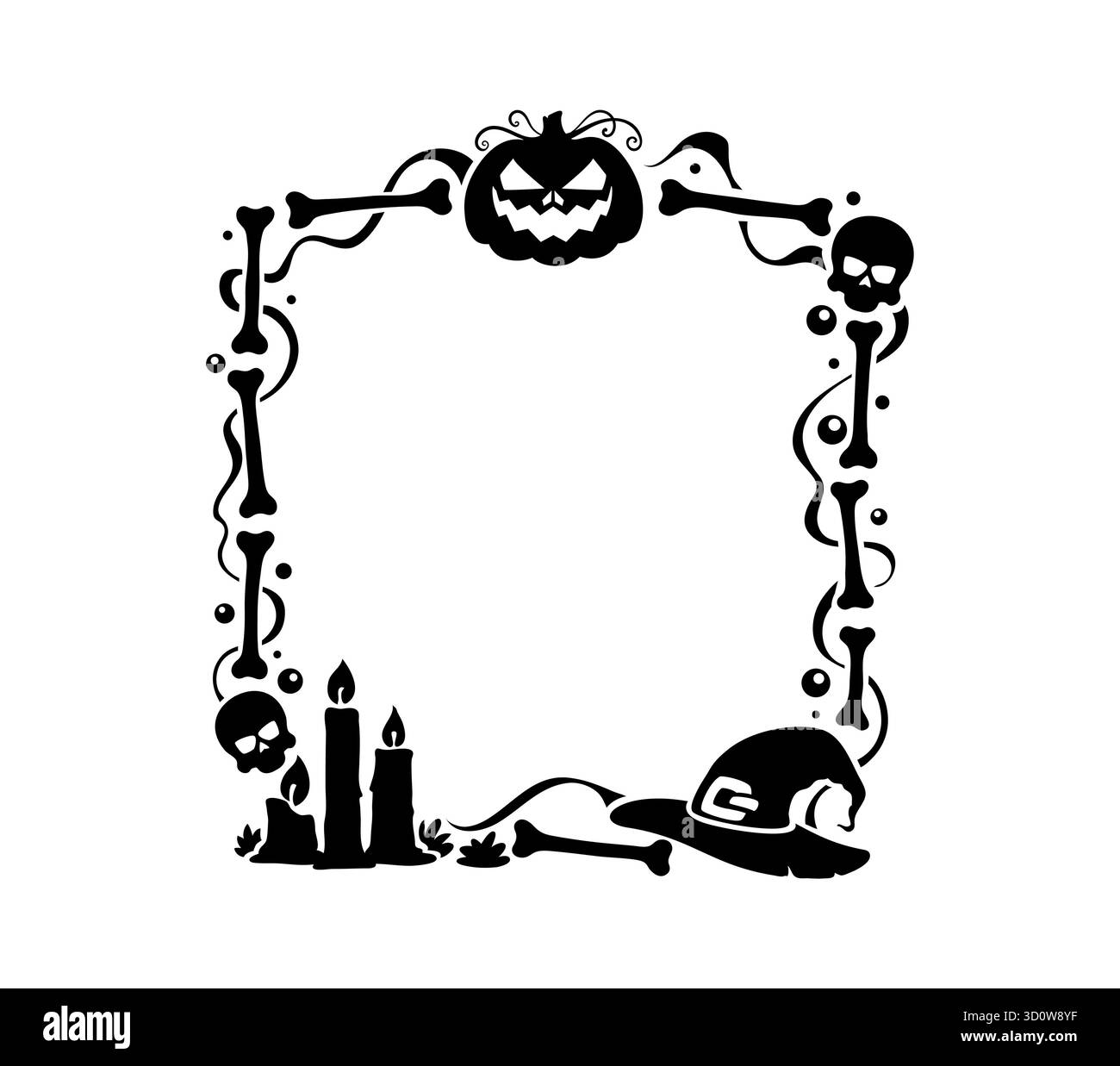 Halloween frame border witch Black and White Stock Photos & Images - Alamy