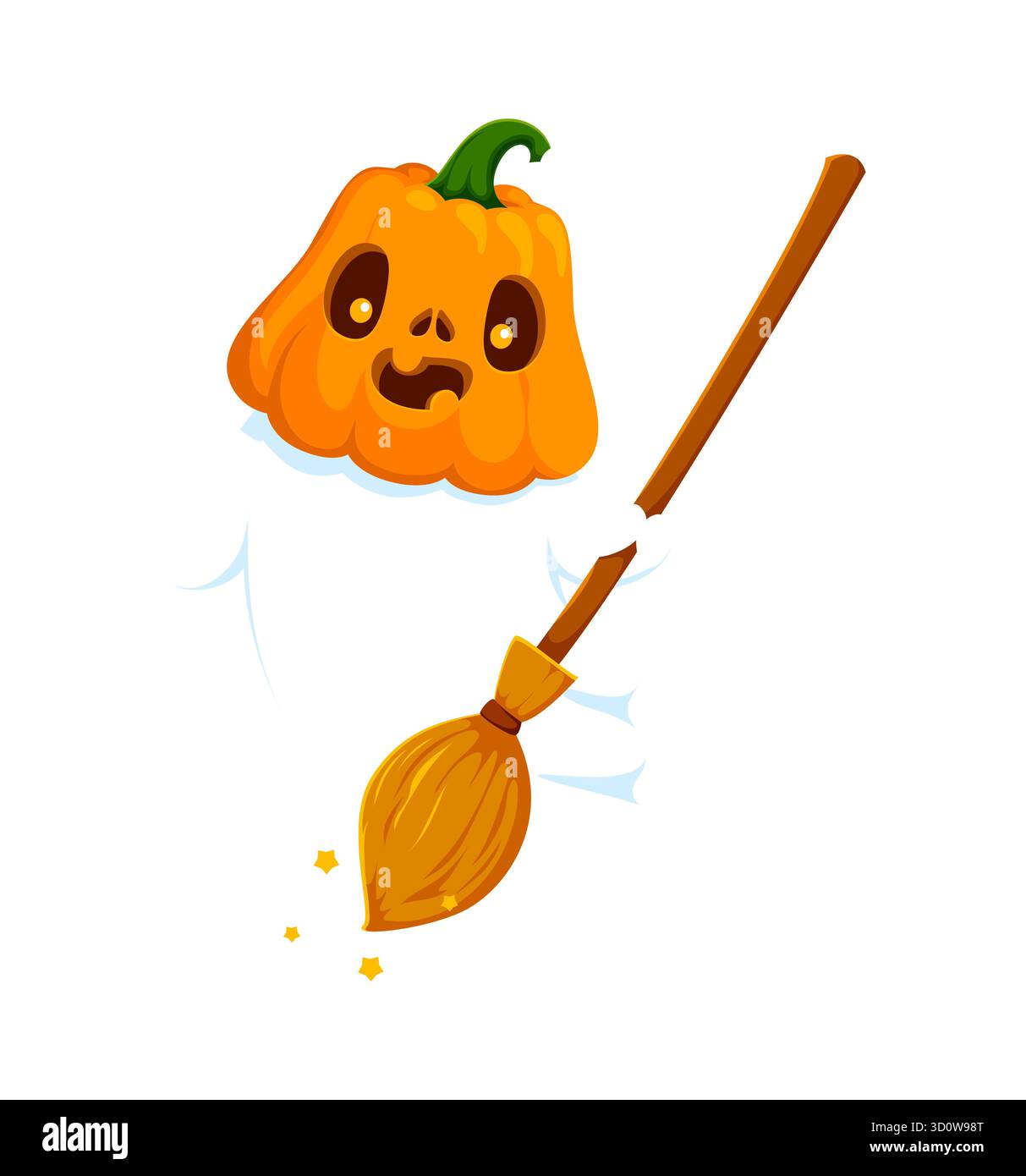 Funny Halloween ghost with pumpkin head and broom Stock Vector Image ...