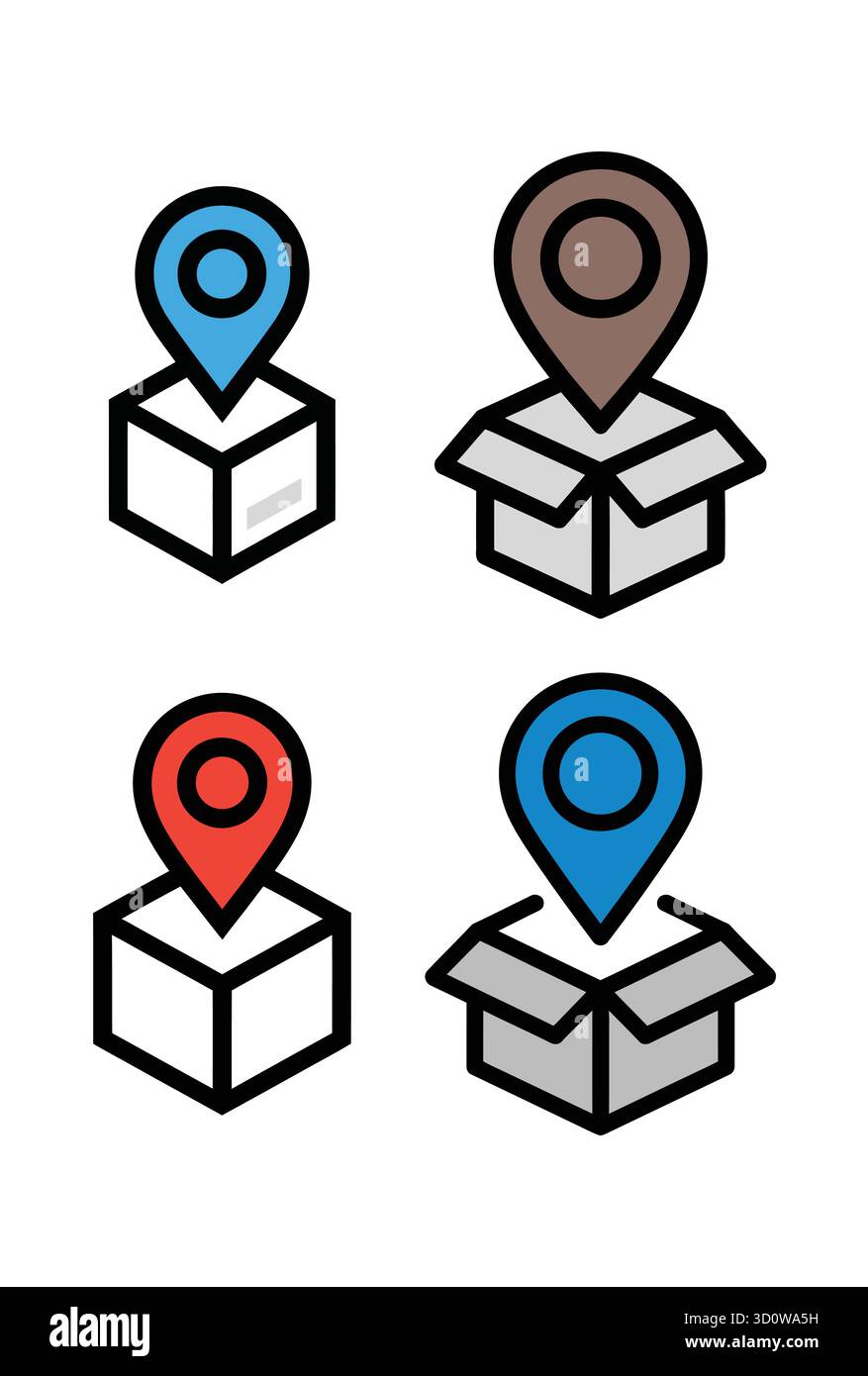 Collection of delivery location and parcel tracking icons, vector set ...