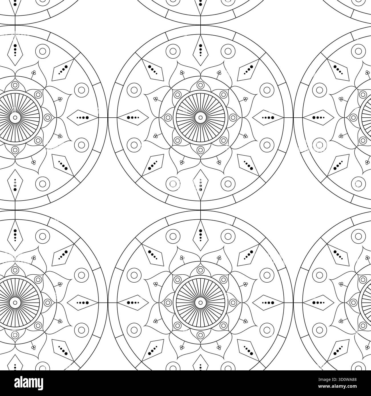 Symmetrical decorative pattern with fine ornamental linework Stock ...