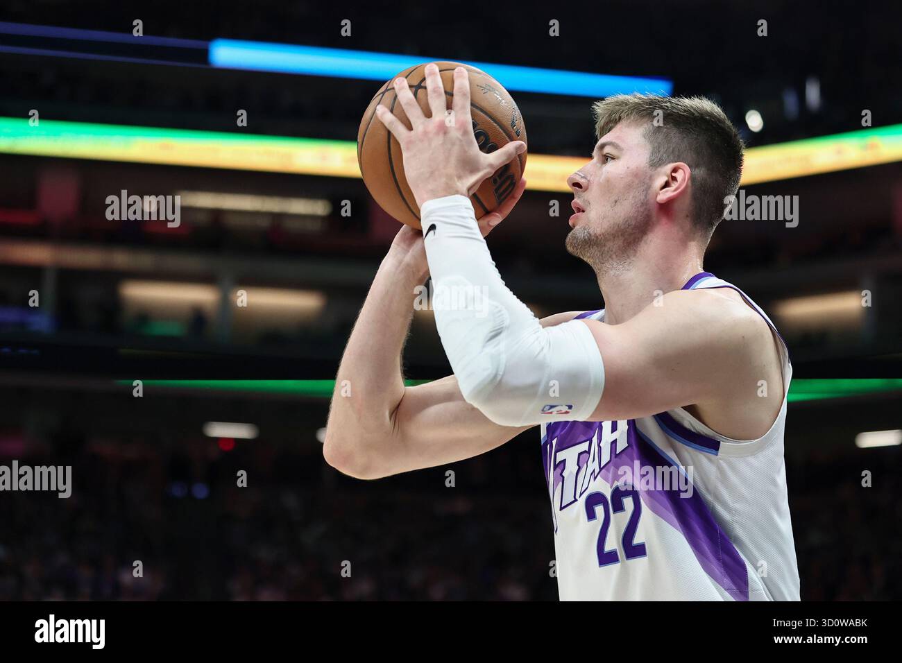 Utah Jazz center Kyle Filipowski makes a 3-pointer during the second ...