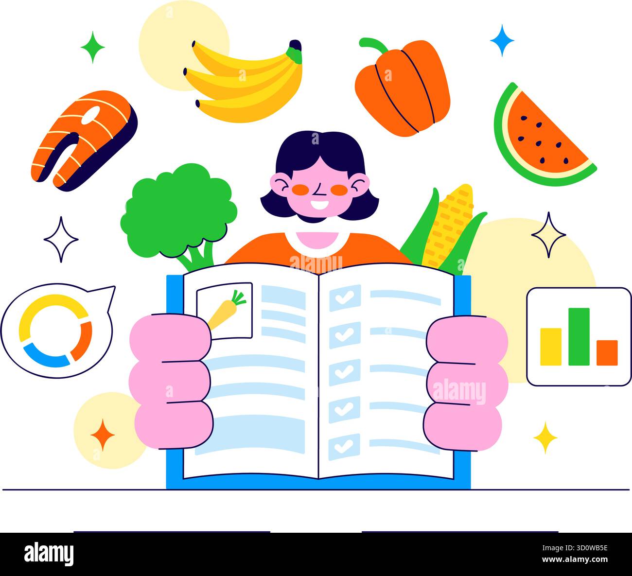 Personalized Nutrition Plan Vector Illustration Featuring Healthy Food ...