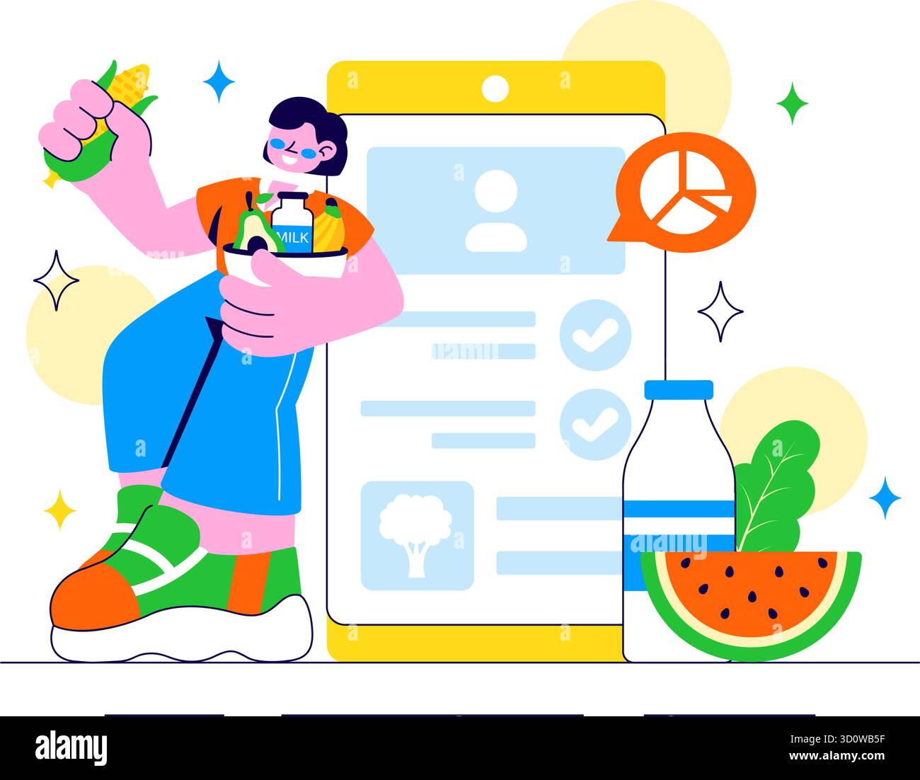 Personalized Nutrition Plan Vector Illustration Featuring Healthy Food ...