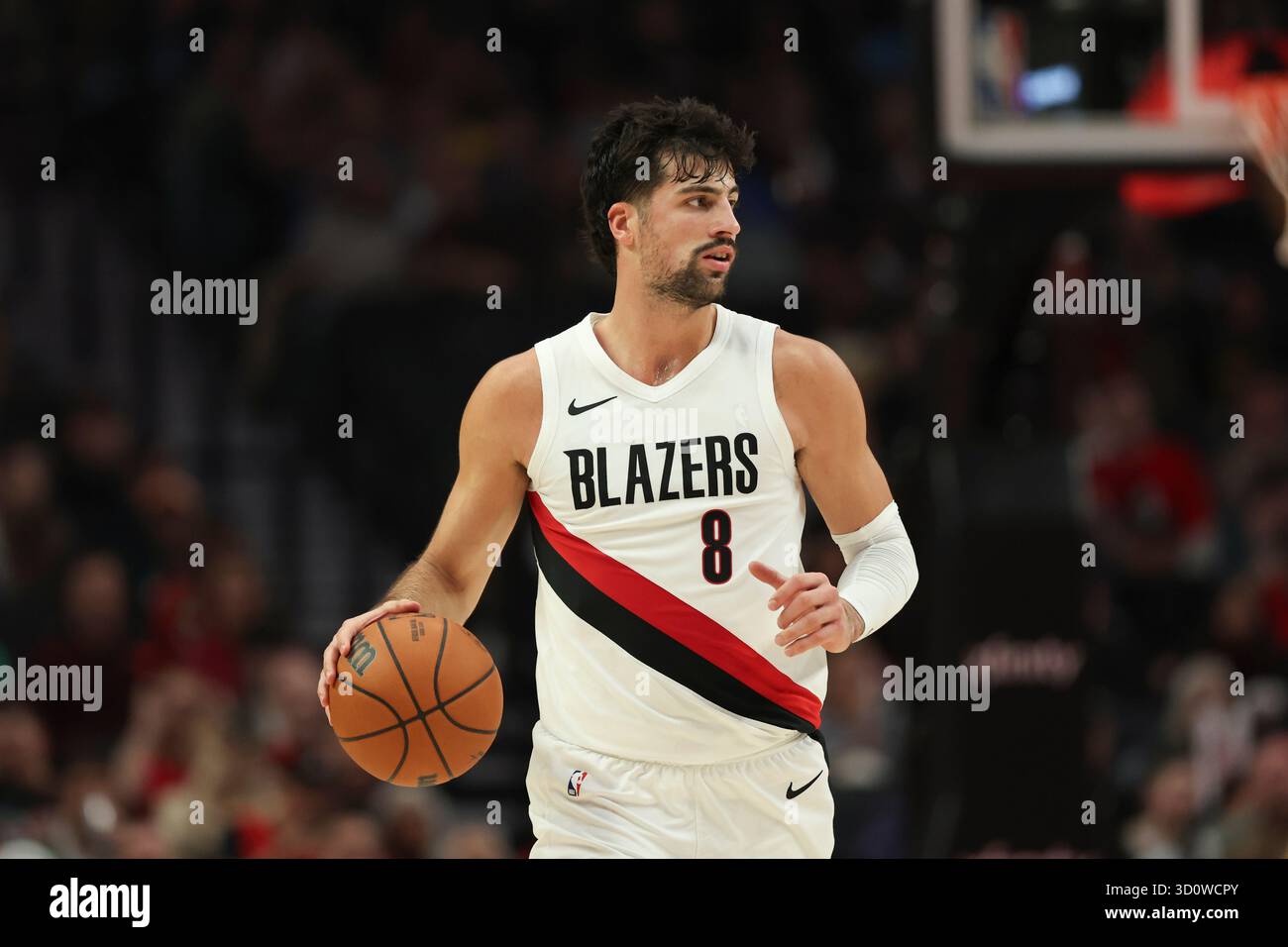 Portland Trail Blazers forward Deni Avdija (8) brings the ball up court ...