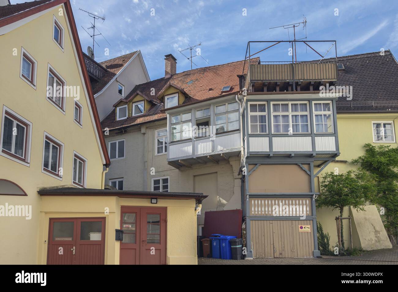 Backyard, pointed gable houses with dormers and extension balconies ...