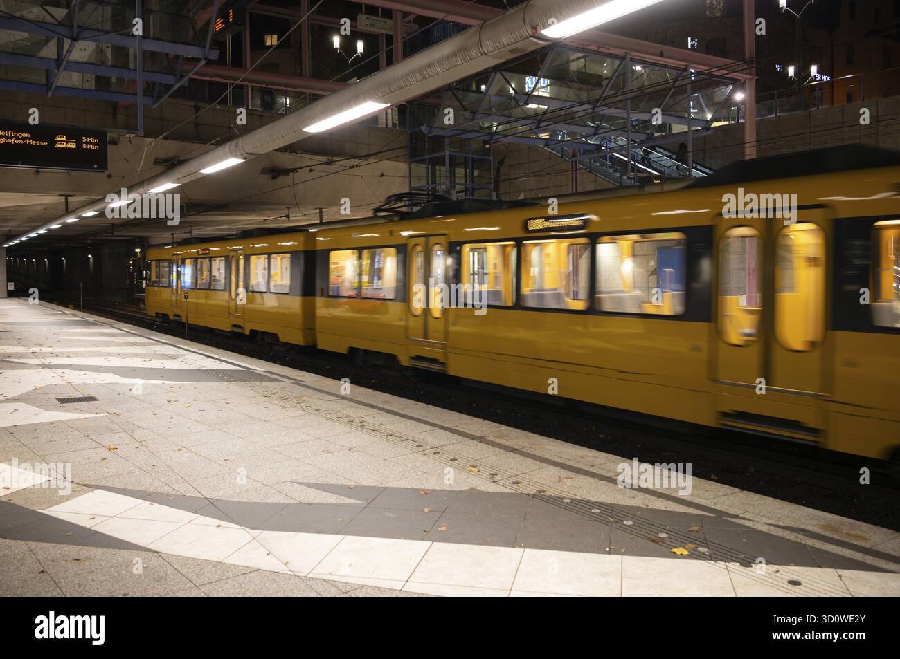 Underground subway, train, tram, U14, SSB, Stuttgart trams, yellow ...
