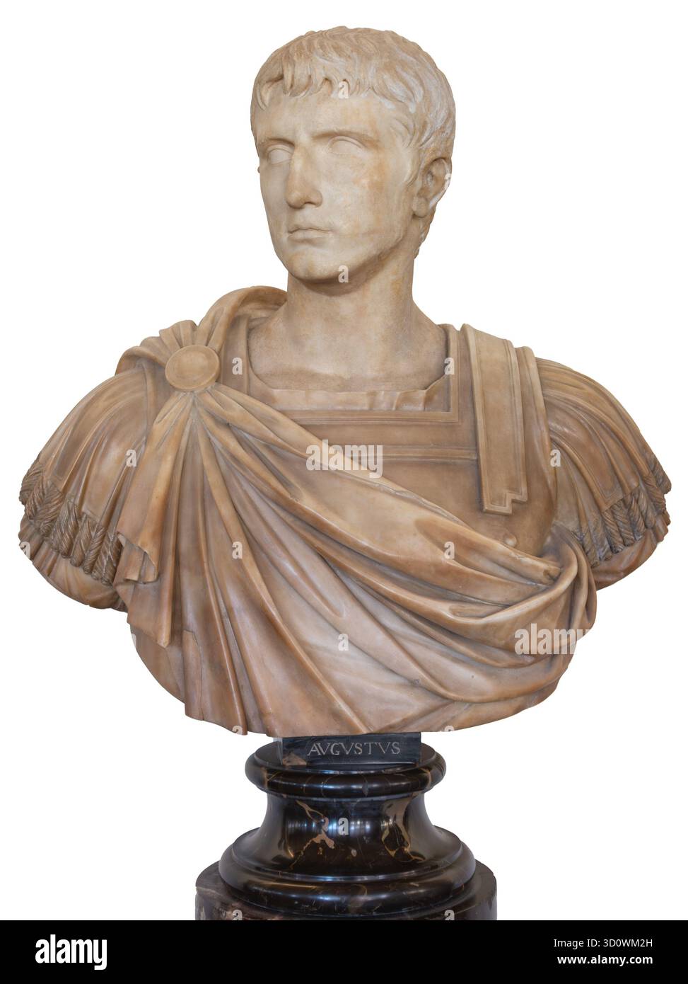 Classical marble bust of Gaius Caesar from ancient Rome, isolated on ...