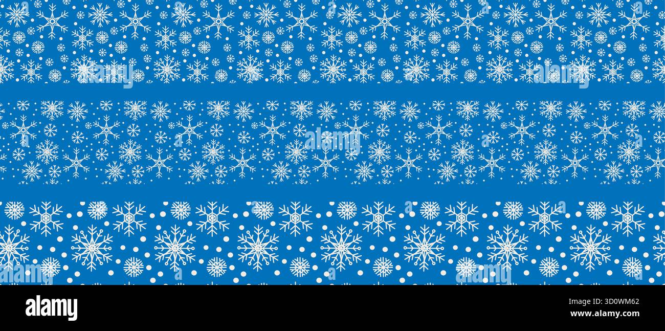 Snowflake seamless borders set. Winter holidays borders with white ...